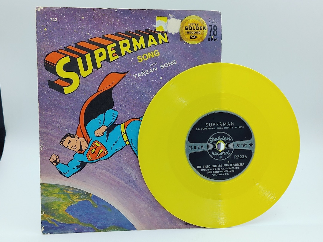 Vintage 1950s Little Golden Records 78 RPM Superman and Tarzan Theme ...