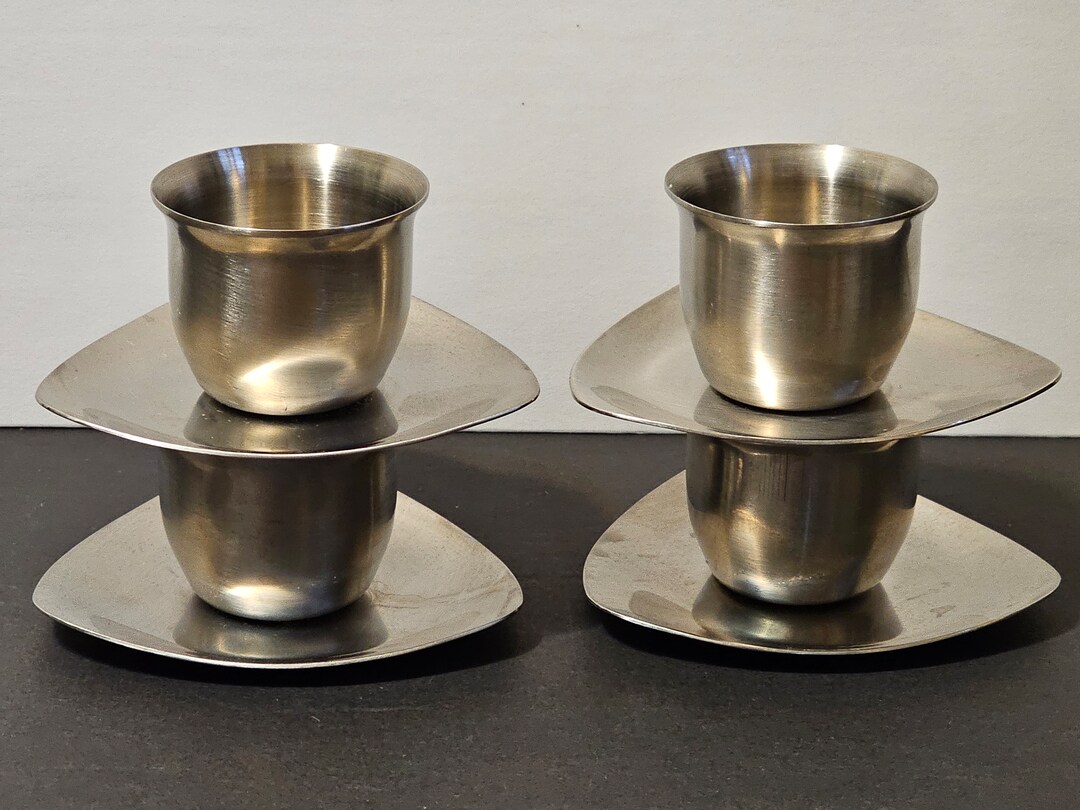 Vintage MCM Egg Cups Stainless Steel Stamped Old Hall - Etsy