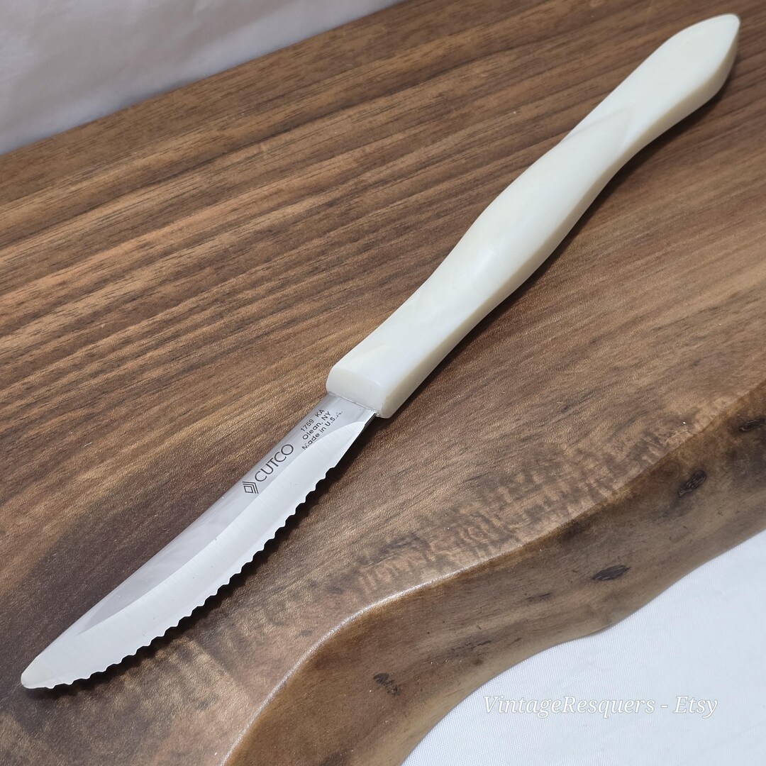 CUTCO 1759 KI Table Knife With White Pearl Handle, Serrated Blade Prep ...