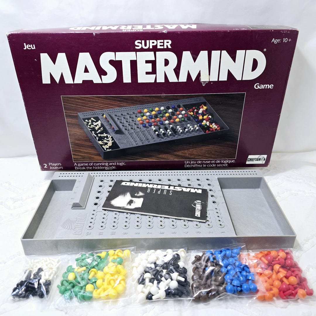 Vintage 1975 Super Mastermind Board Game by Chieftain - Logic Coding Board Game 2 Player Family ...