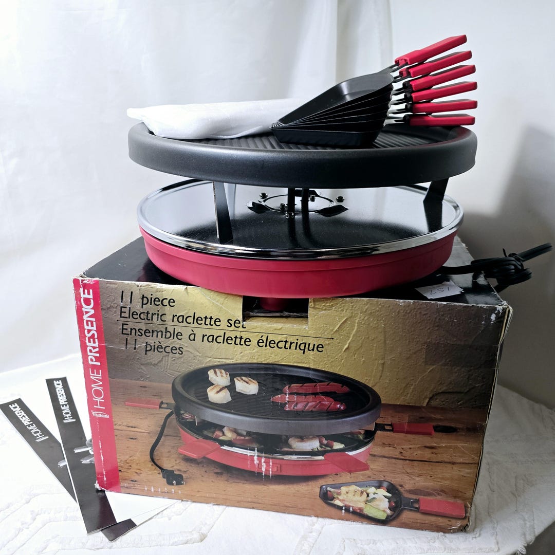 Vintage Raclette Grill Plate & Broiler Set, Swiss Style Cheese Grill ...