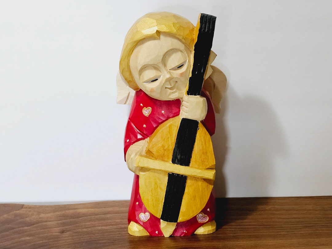 Vintage RARE Polish Folk Art Angel Hand Carved & Painted Signed Krakow ...