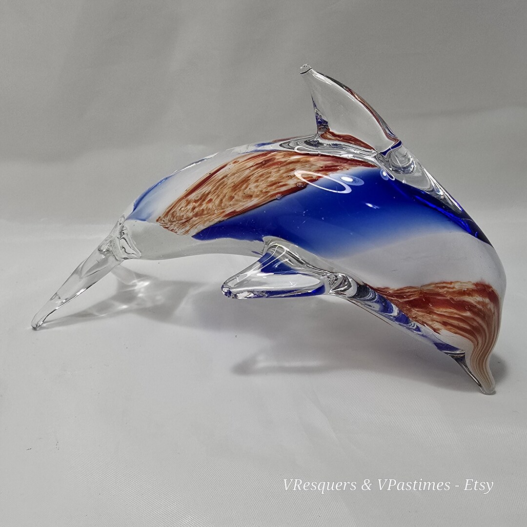 Vintage Art Glass Dolphin Paperweight - Sea Creature Dolphin Paper ...