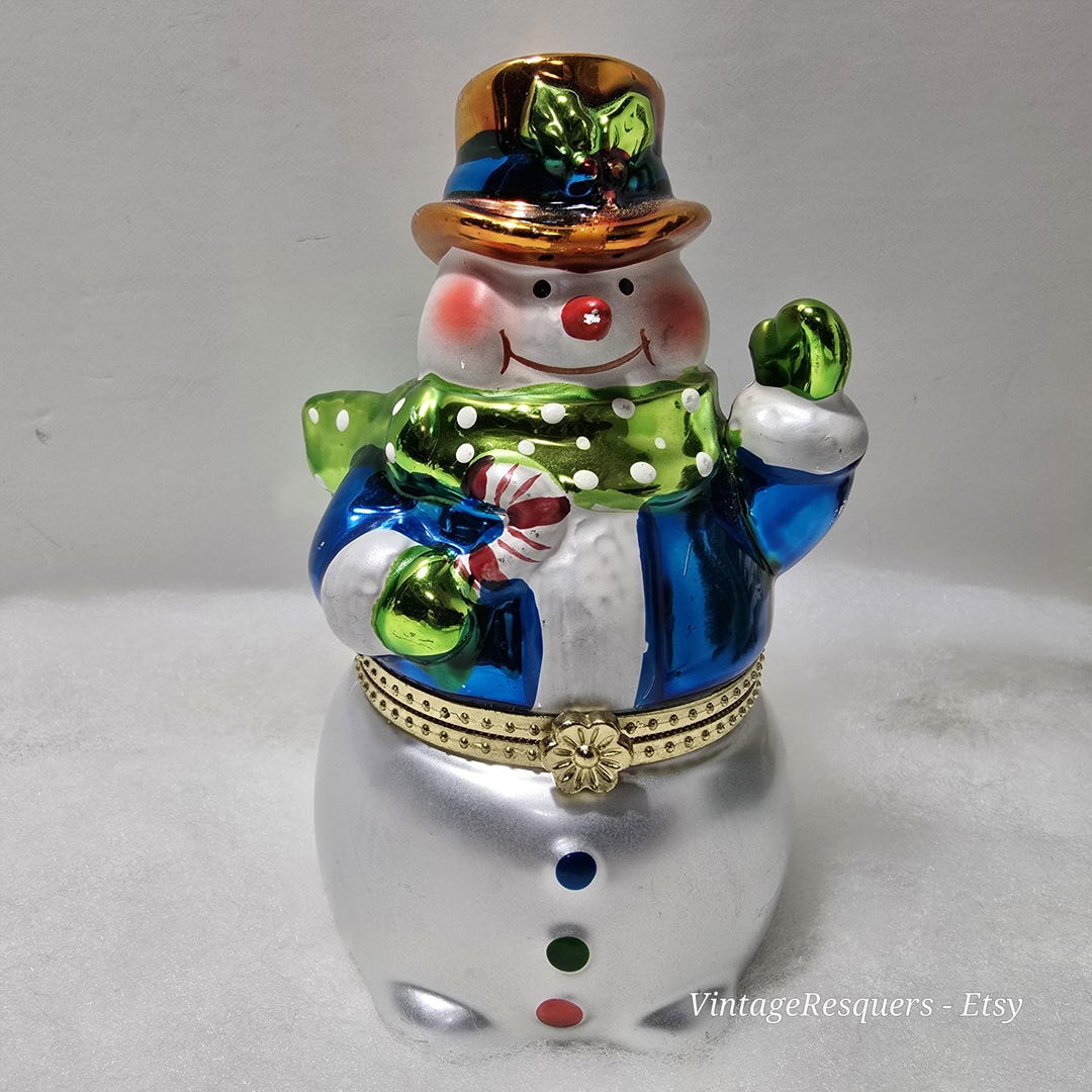 Vintage Mr. Christmas Porcelain Snowman Music Box With Animated Skaters ...