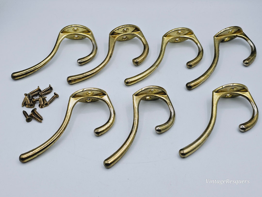 Lot of 7 Capri Hooks Salvaged Hardware Gold Metal Coat or Hat Hooks - Etsy