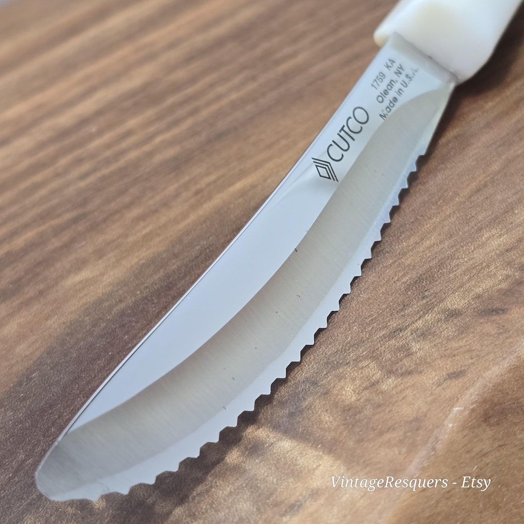 CUTCO 1759 KI Table Knife With White Pearl Handle Serrated Blade Prep ...