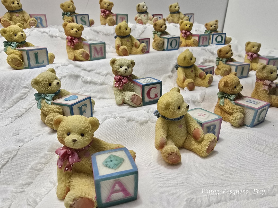 Vintage 1995 Enesco Priscilla Hillman Alphabet Teddy Bears New Baby ...
