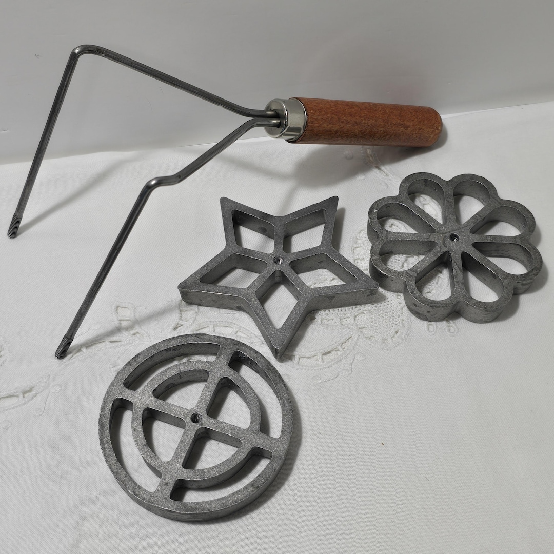 Vintage Waffelbackerei Rosette Maker Forms Set Star Flower Circle ...