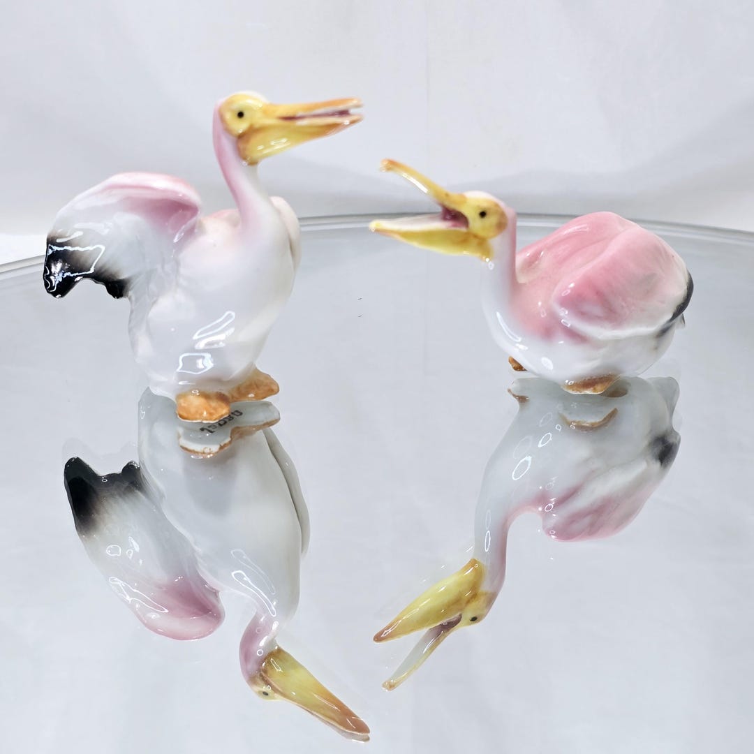 Vintage Pair Miniature Pelican Birds - Collectible Porcelain Miniature ...
