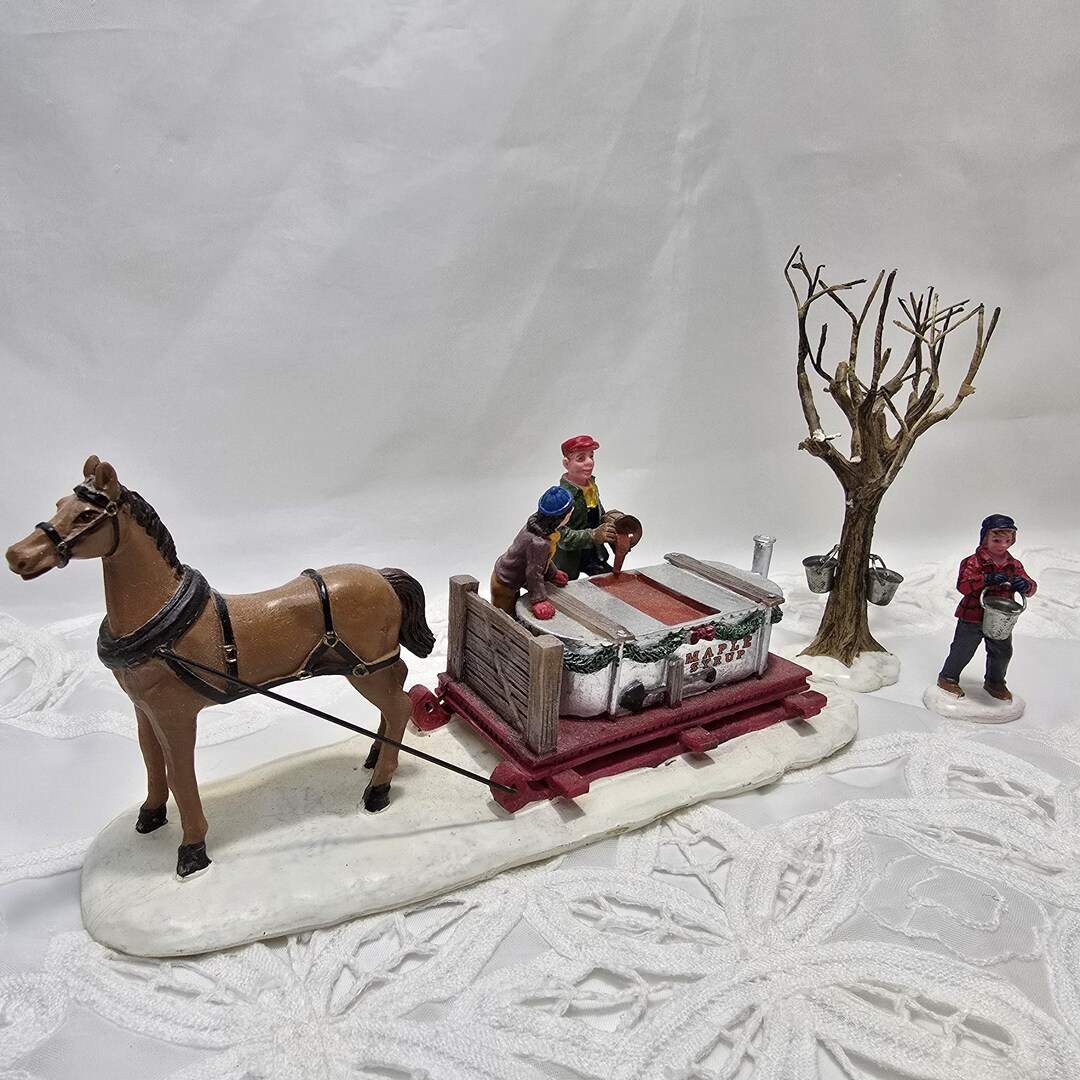 Lemax Retired Discontinued Maple Syrup Sled Set of 3 Christmas Village ...