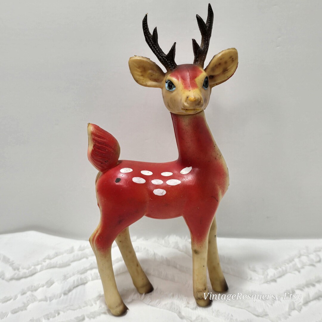 Vintage Rubber Reindeer Signed Japan Featuring Big Blue Eyes and ...