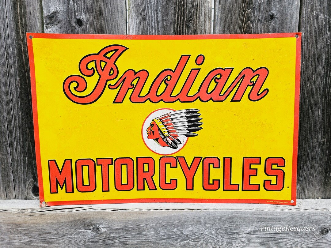 Vintage Indian Motorcycles Advertising Sign RARE Chief Facing Right ...
