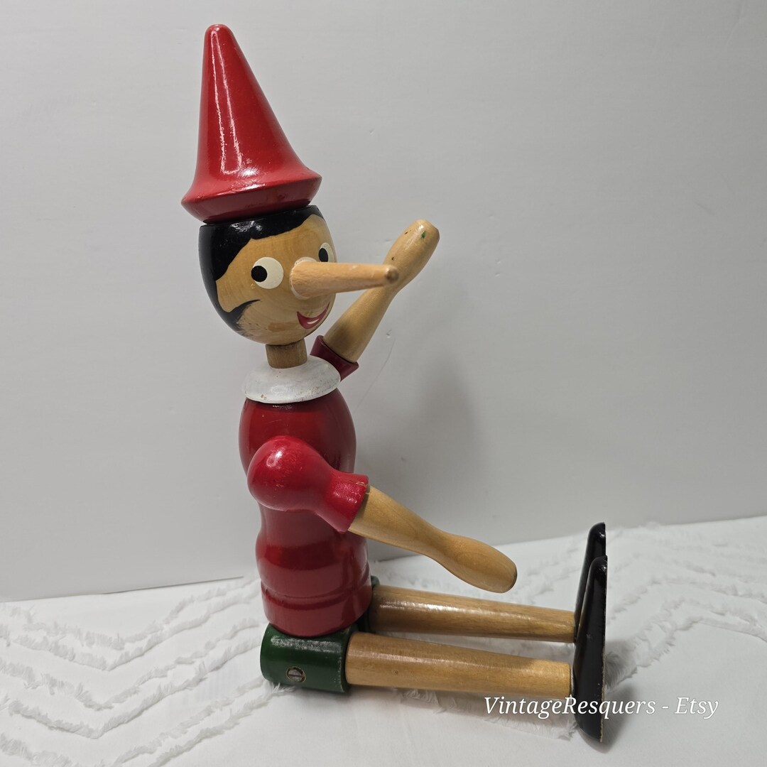 Vintage Wooden Articulated Pinocchio Doll 15.5 Height Whimsical Jointed ...