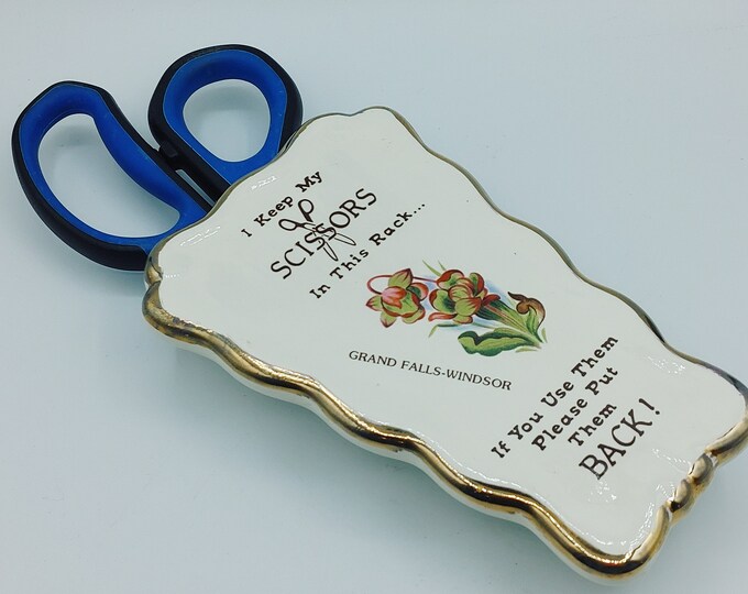 Vintage Ceramic Wall Hanging Scissors Holder Caddy - Scissors Wall ...