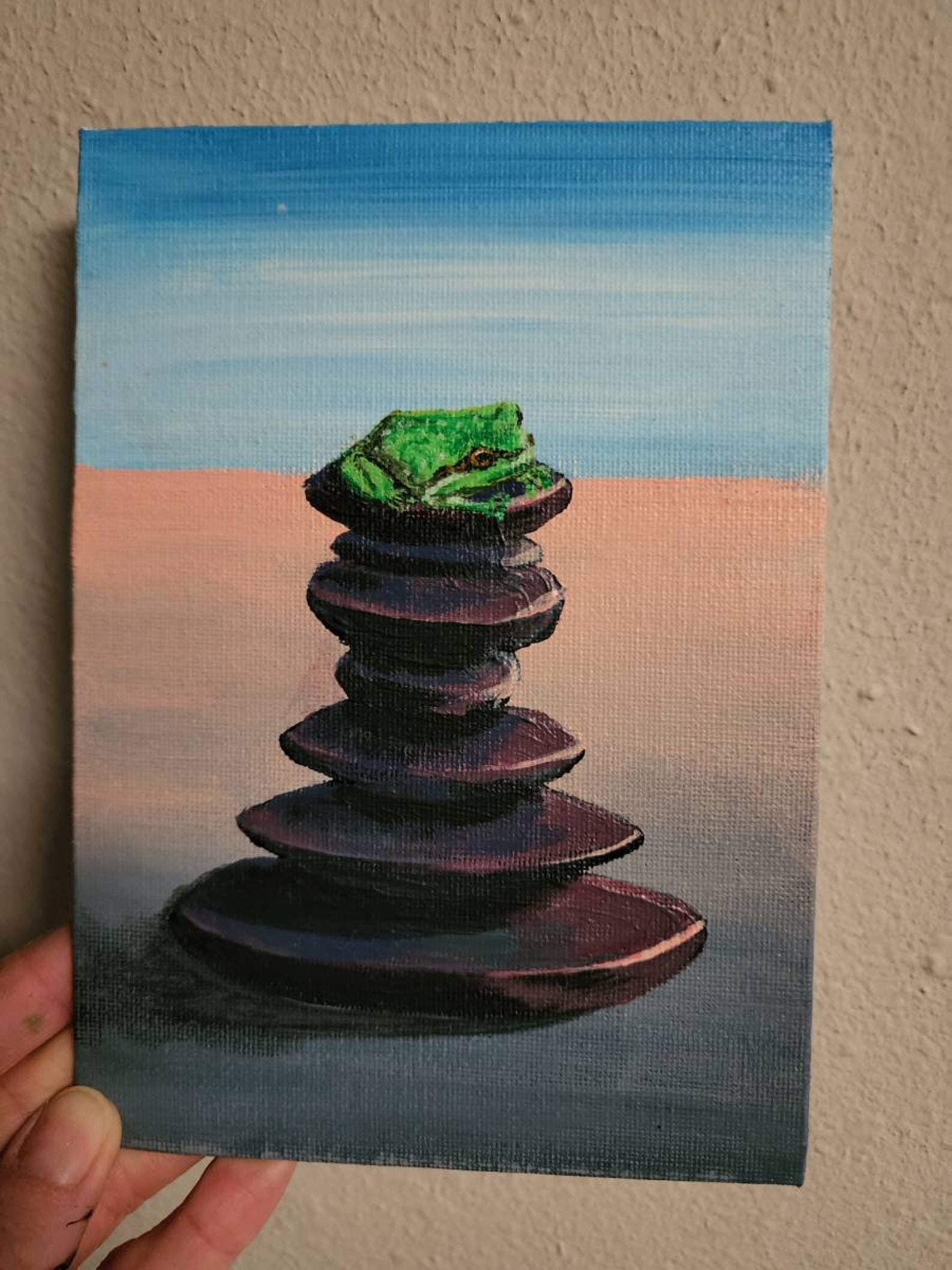 Peaceful Painting. Relaxing Art. Meditation Painting. Water Stones Frog ...