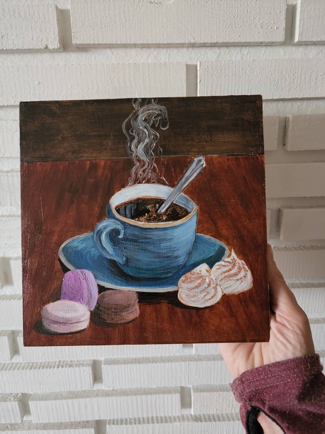 Coffee Cup Oil Painting. Breakfast Wall Decor. Dessert Still Life ...