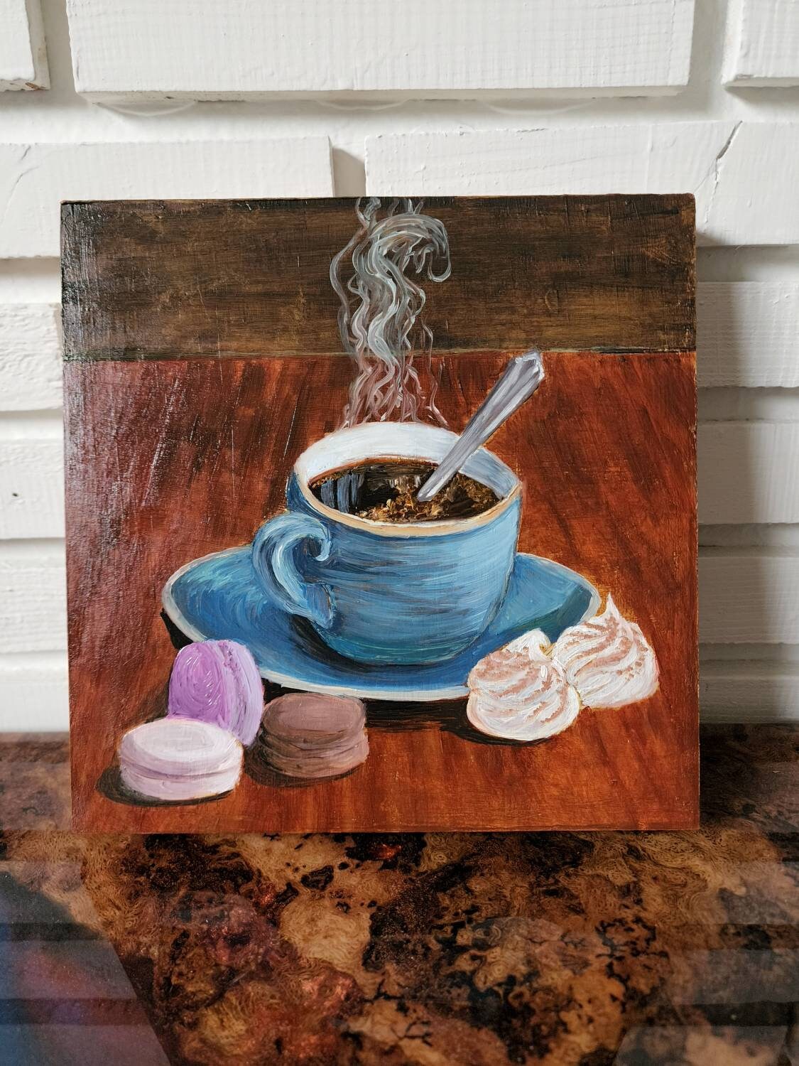 Coffee Cup Oil Painting. Breakfast Wall Decor. Dessert Still Life ...