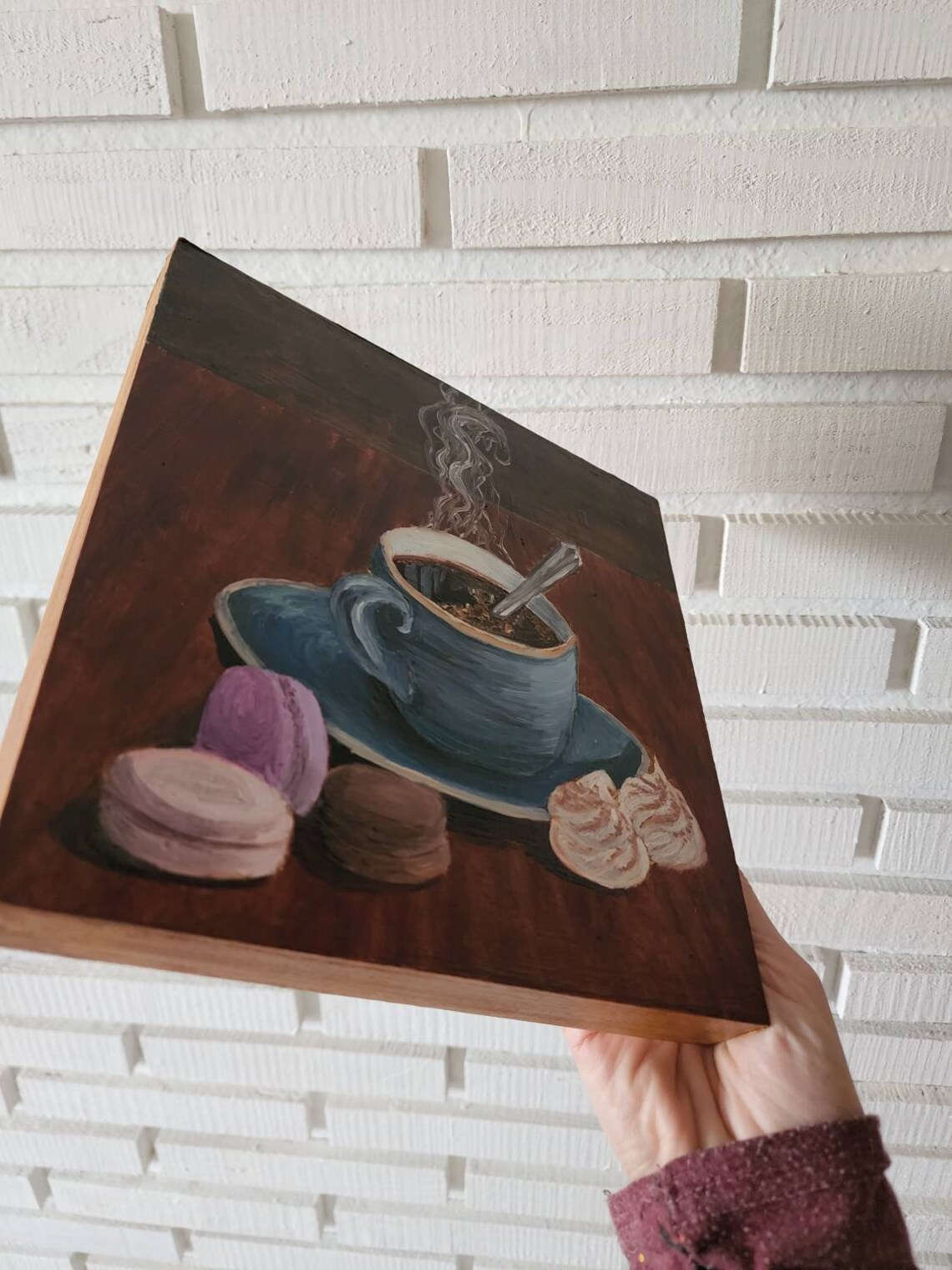 Coffee Cup Oil Painting. Breakfast Wall Decor. Dessert Still Life ...