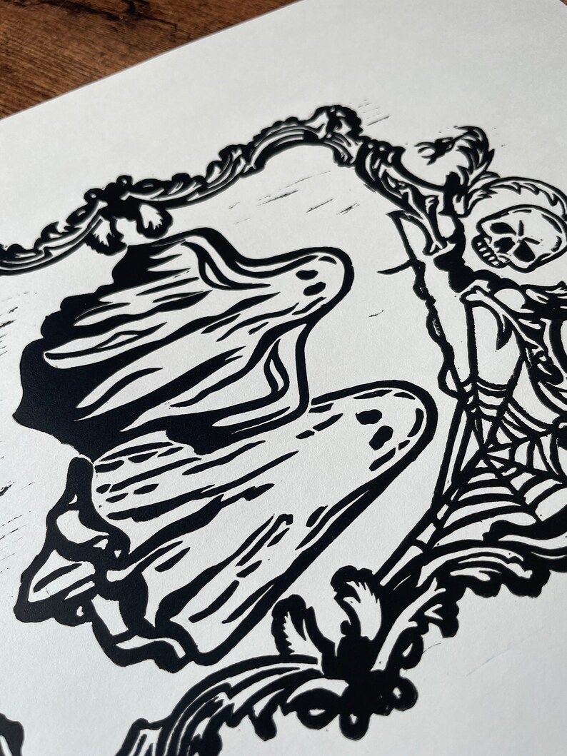 Ghost Linoprint | Halloween - Etsy