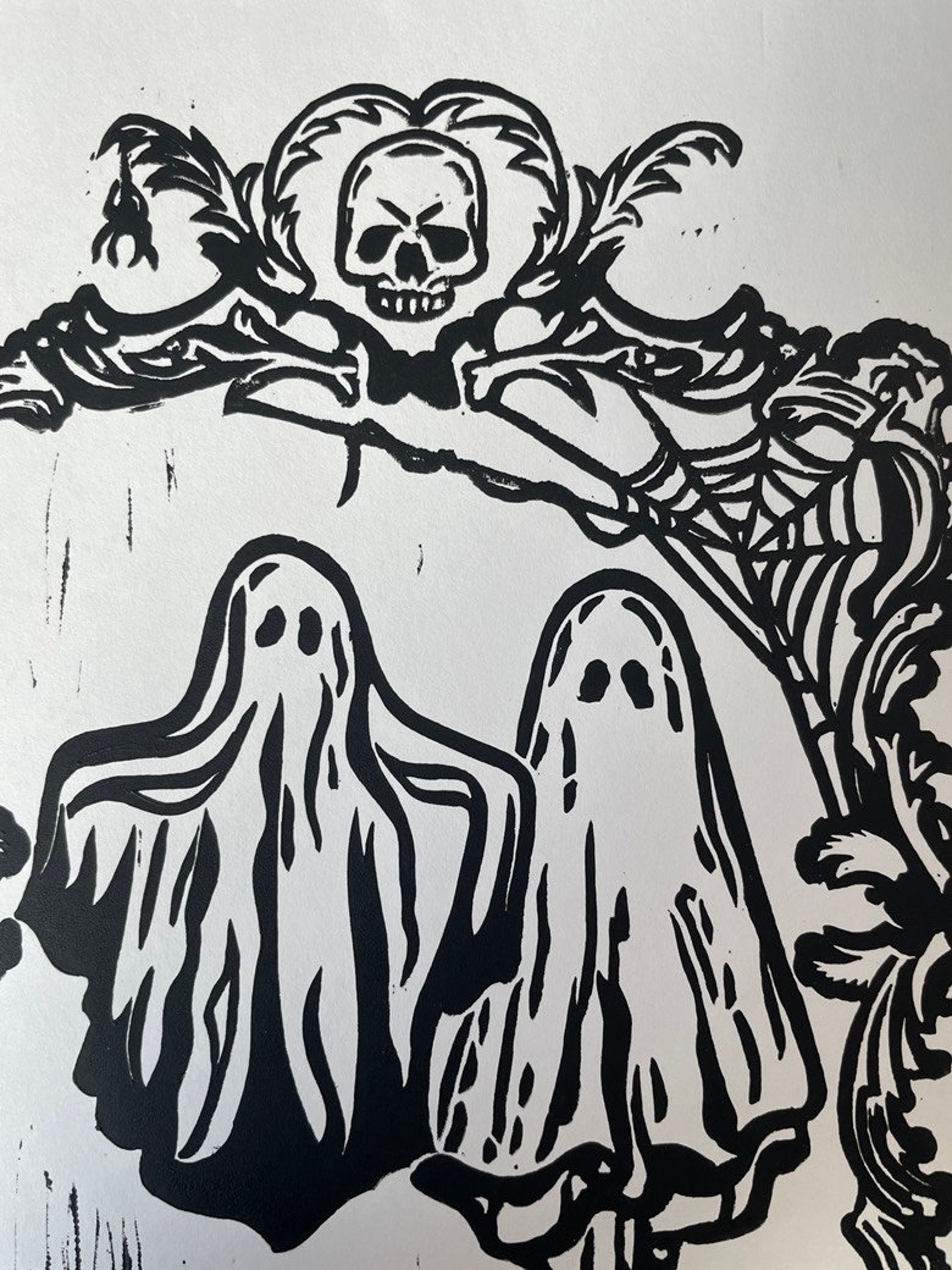 Ghost Linoprint | Halloween - Etsy