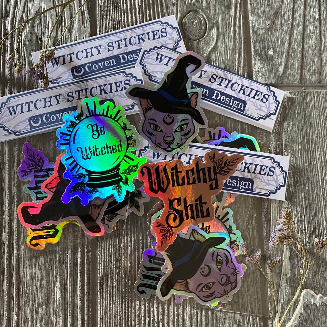 Witchy Stickers Three Pack of Outdoor Stickers Holographic - Etsy