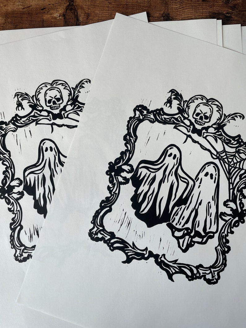 Ghost Linoprint | Halloween - Etsy