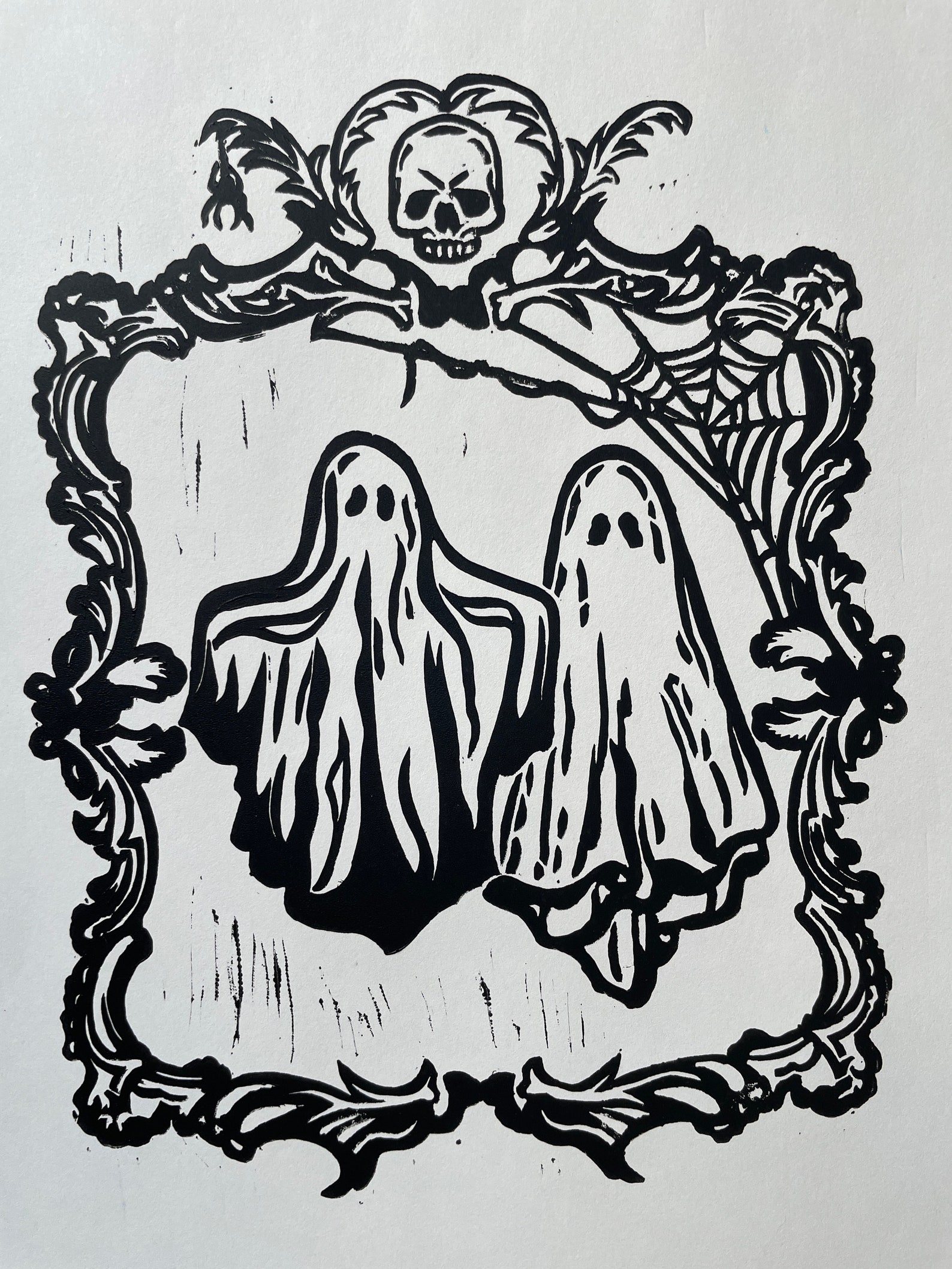 Ghost Linoprint | Halloween - Etsy