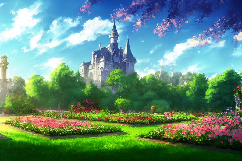 The Castle Gardens // Visual Novel V-tuber Background - Etsy