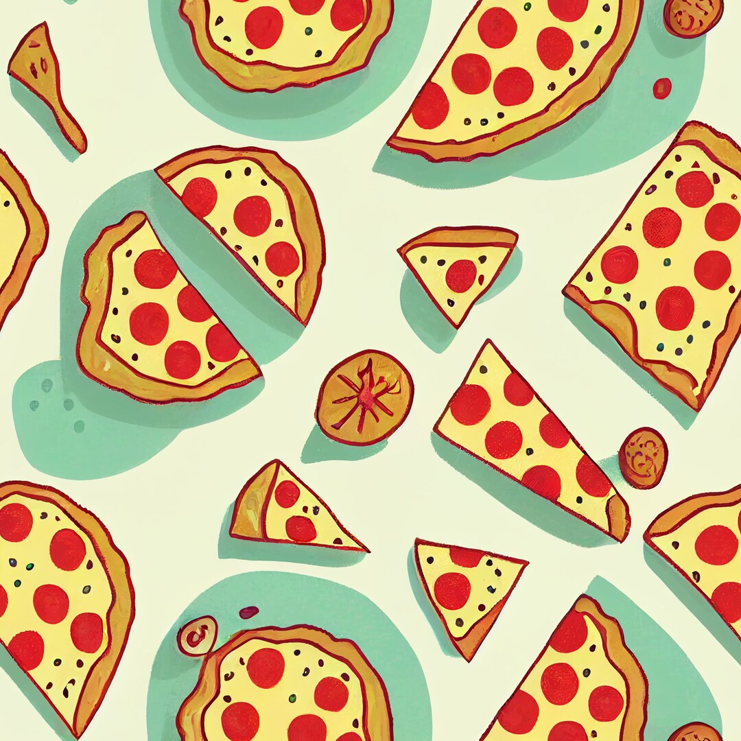 Funky Pizza 2 // Seamless Repeat Pattern - Etsy