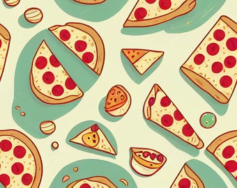 Funky Pizza 2 // Seamless Repeat Pattern - Etsy