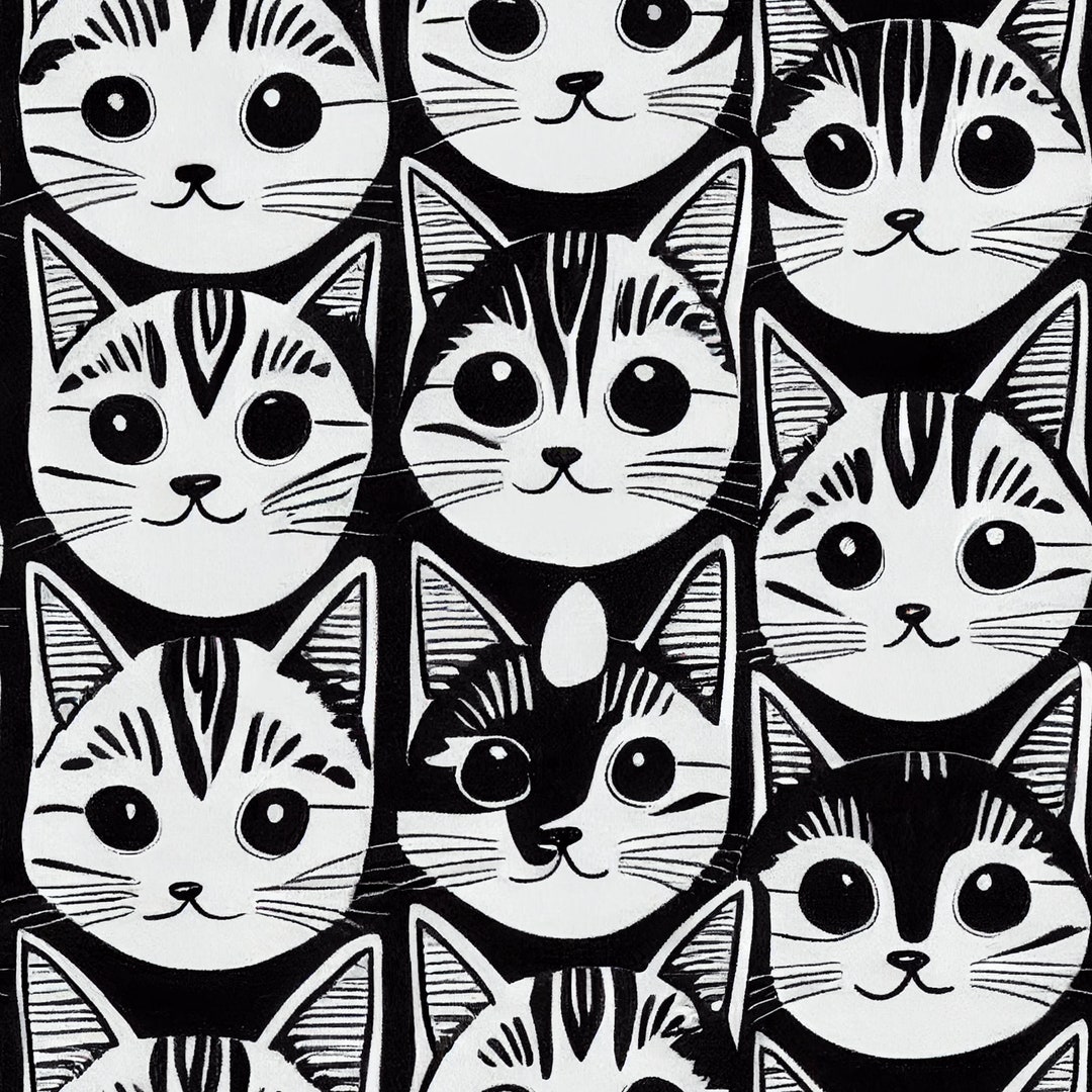 Black and White Cats // Seamless Repeat Pattern - Etsy