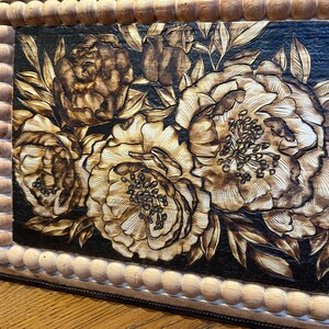 Peony Wood Burning Wall Art, Original Art, Handmade Pyrography ...