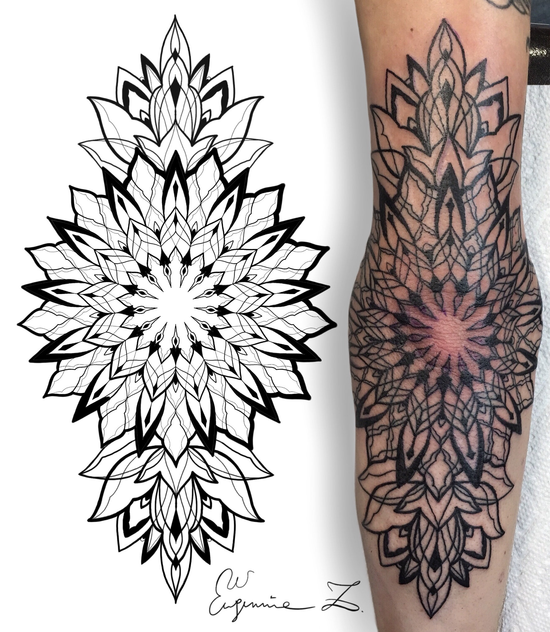 Custom Geometric/floral/mandala Linework Tattoo Design | Personalized ...