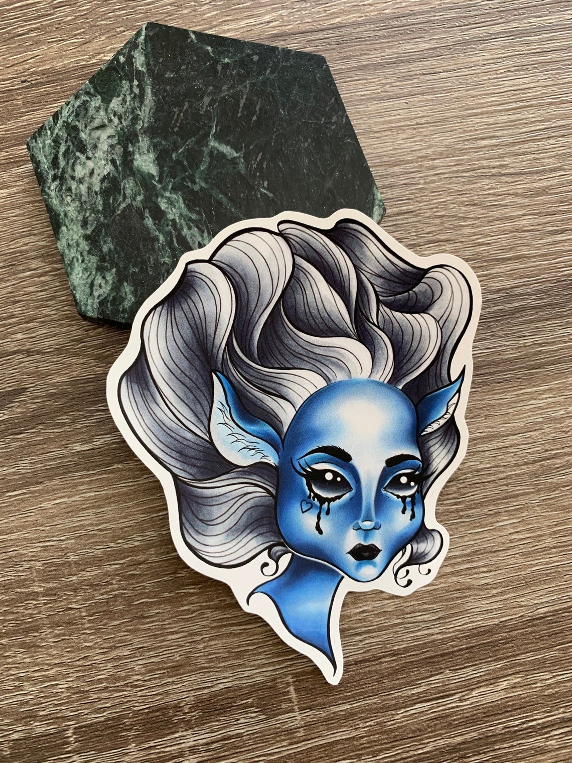 Blue mystical creature sticker Magical girl sticker | Etsy