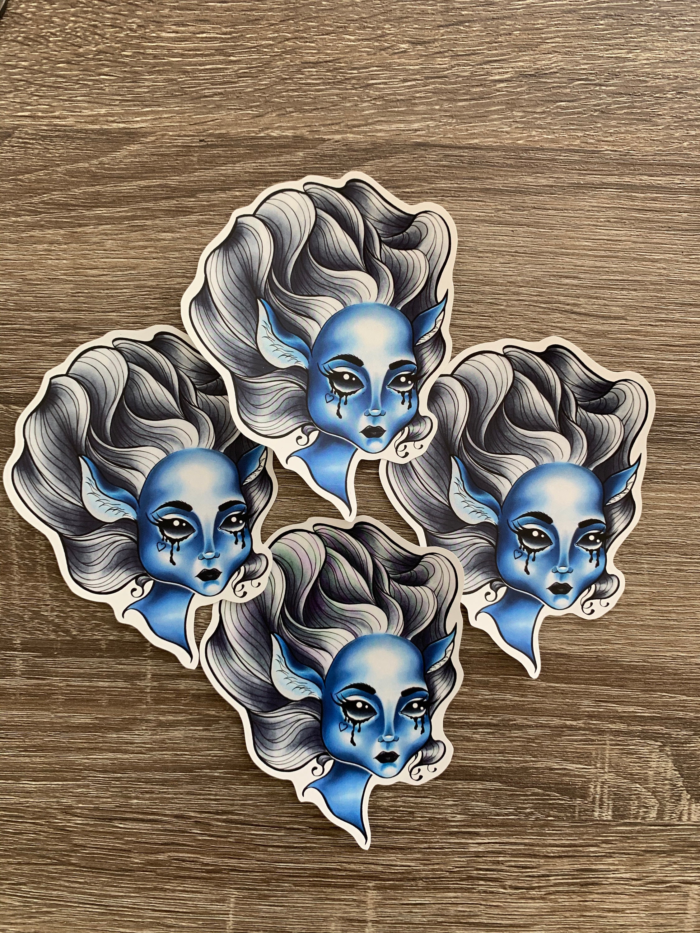 Blue mystical creature sticker Magical girl sticker | Etsy