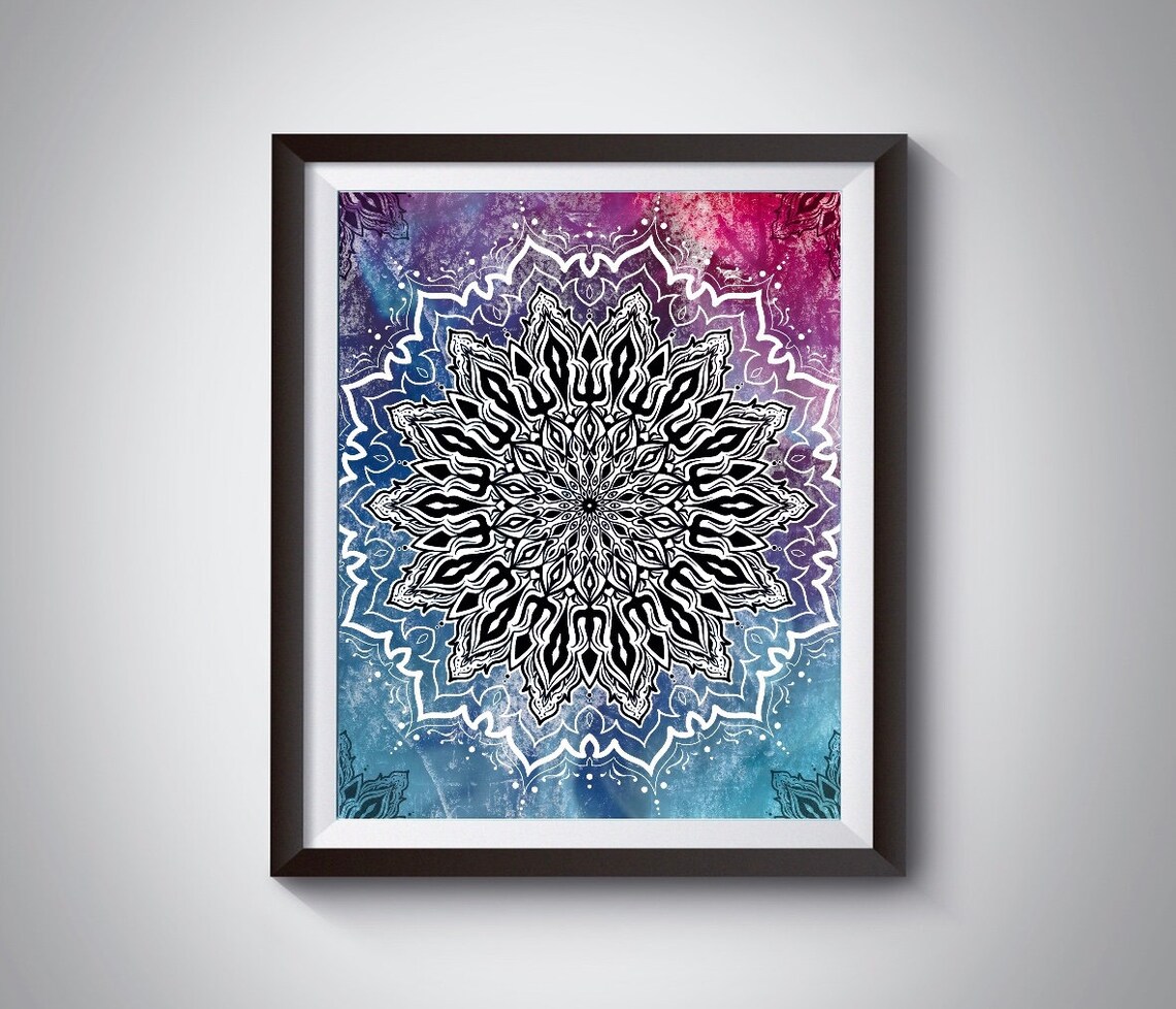 Cosmic Mandala Tattoo Art Print Colorful Space Modern Wall - Etsy