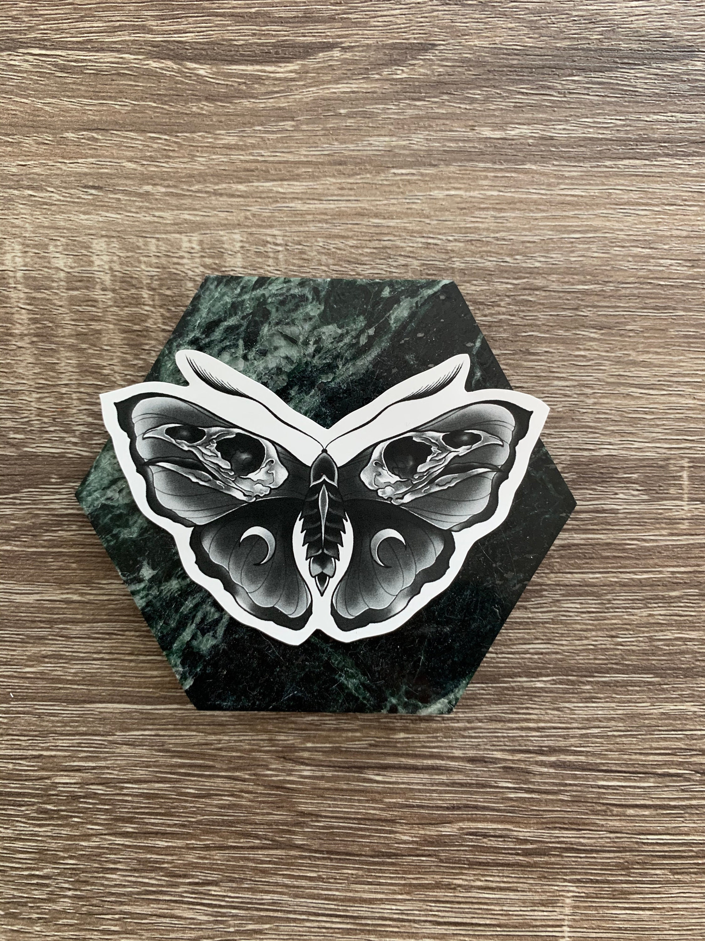 Black and Grey Death Moth Sticker Moon/bird Skull Stickers - Etsy