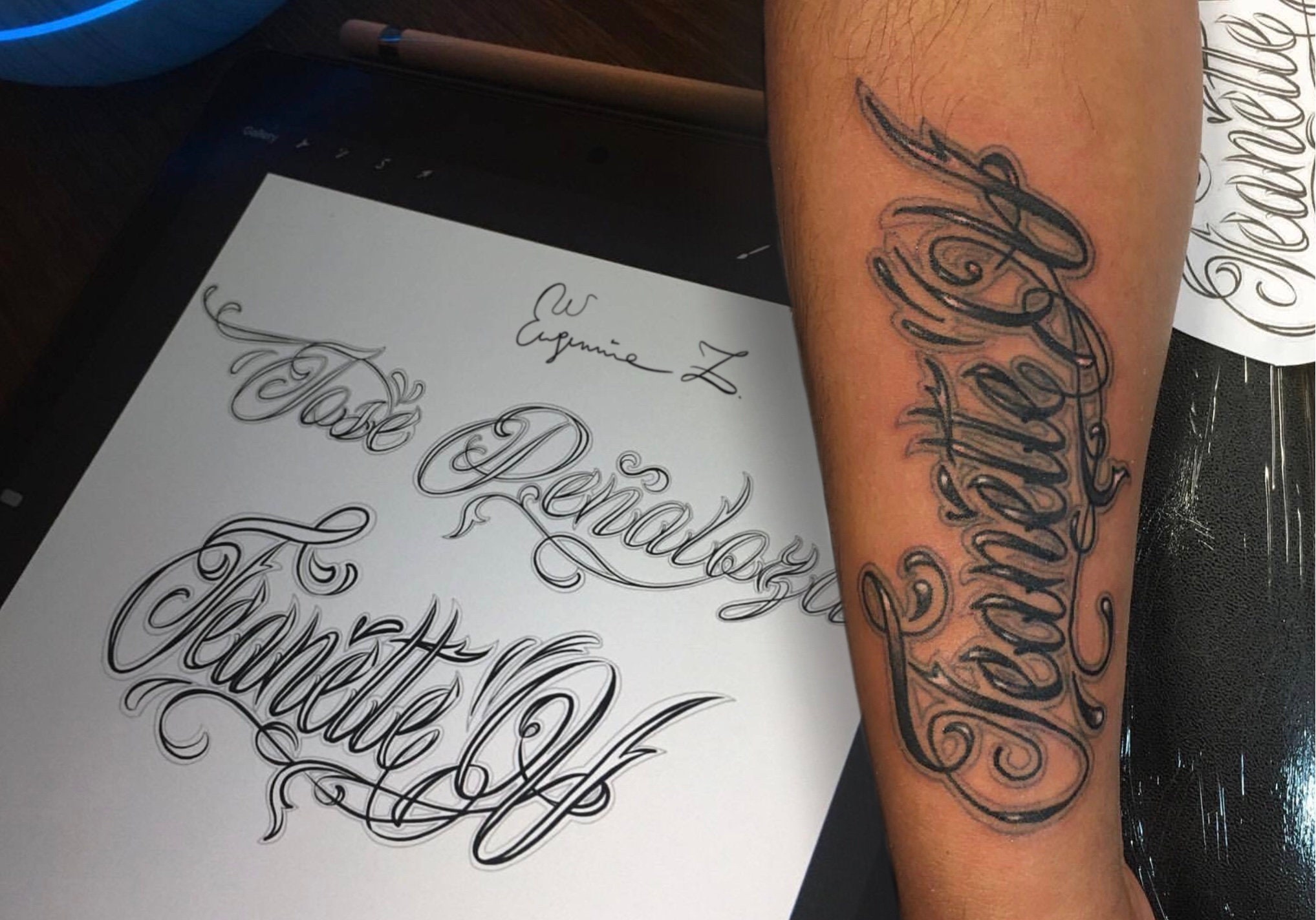 Custom Personalized Lettering Tattoo Design | Gothic Calligraphy ...