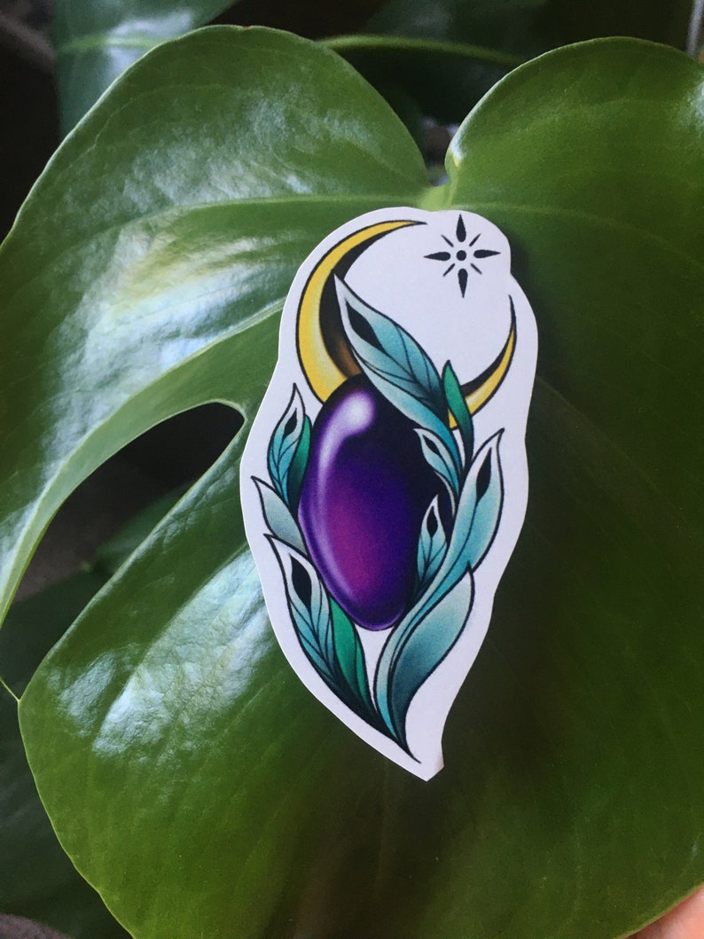 Purple Gem Magic Moon Sticker | Witchcraft Aesthetic Stickers ...