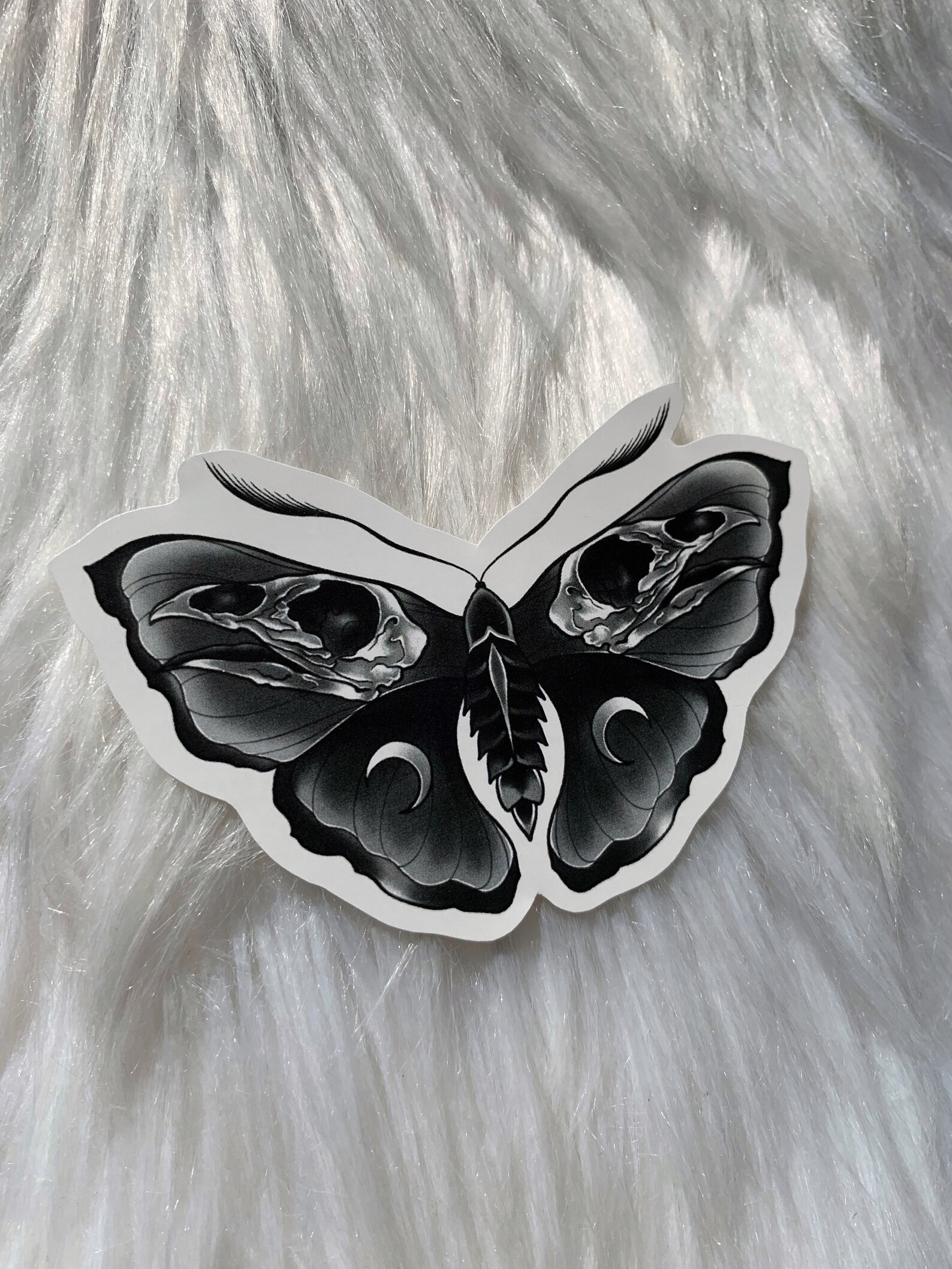 Black and Grey Death Moth Sticker Moon/bird Skull Stickers - Etsy