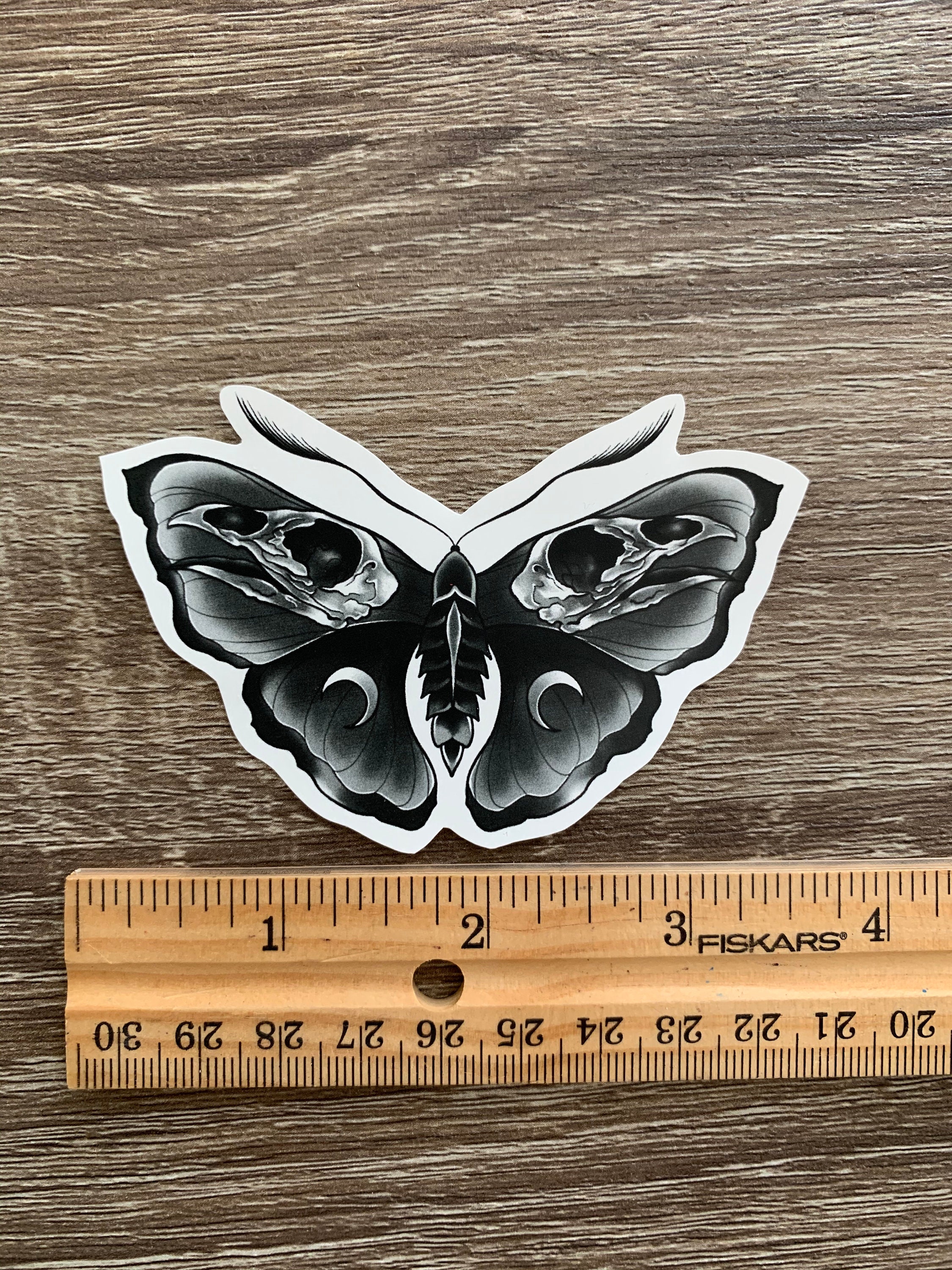 Black and Grey Death Moth Sticker Moon/bird Skull Stickers - Etsy