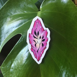 Magical Pink Crystal Sticker | Mystic Gem With Black Plant | Floral ...