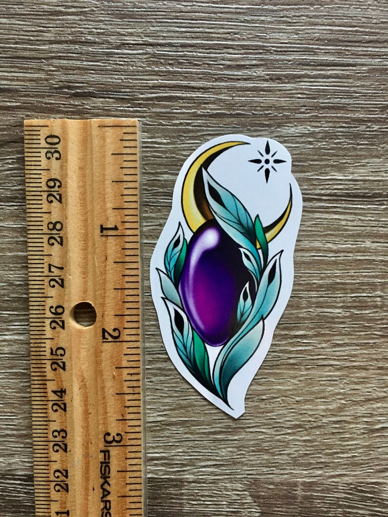 Lila Edelstein magischer Mond Sticker Hexerei ästhetische Aufkleber ...