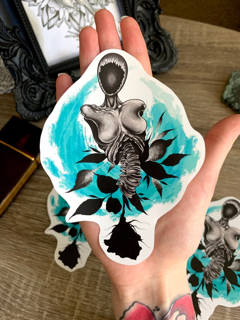 Modern Statue Black Rose Graffiti Sticker Abstract Dark Tattoo Art ...