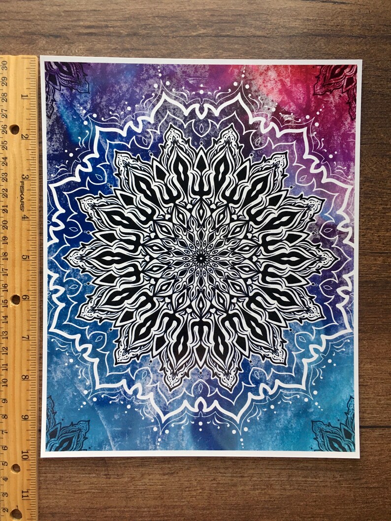 Cosmic Mandala Tattoo Art Print | Colorful Space Modern Wall Decor ...