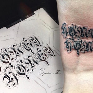 Custom Personalized Lettering Tattoo Design | Gothic Calligraphy ...