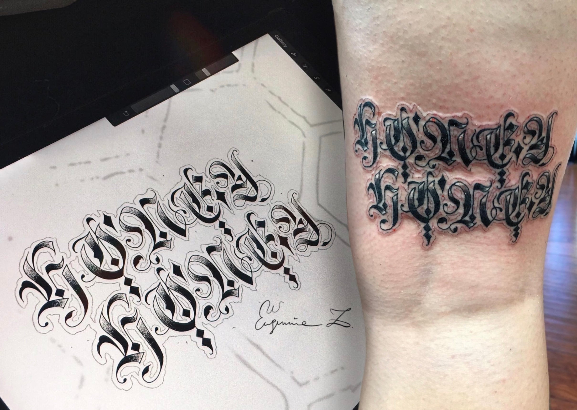 Custom Personalized Lettering Tattoo Design | Gothic Calligraphy ...