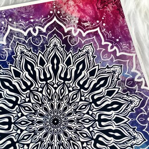 Cosmic Mandala Tattoo Art Print | Colorful Space Modern Wall Decor ...