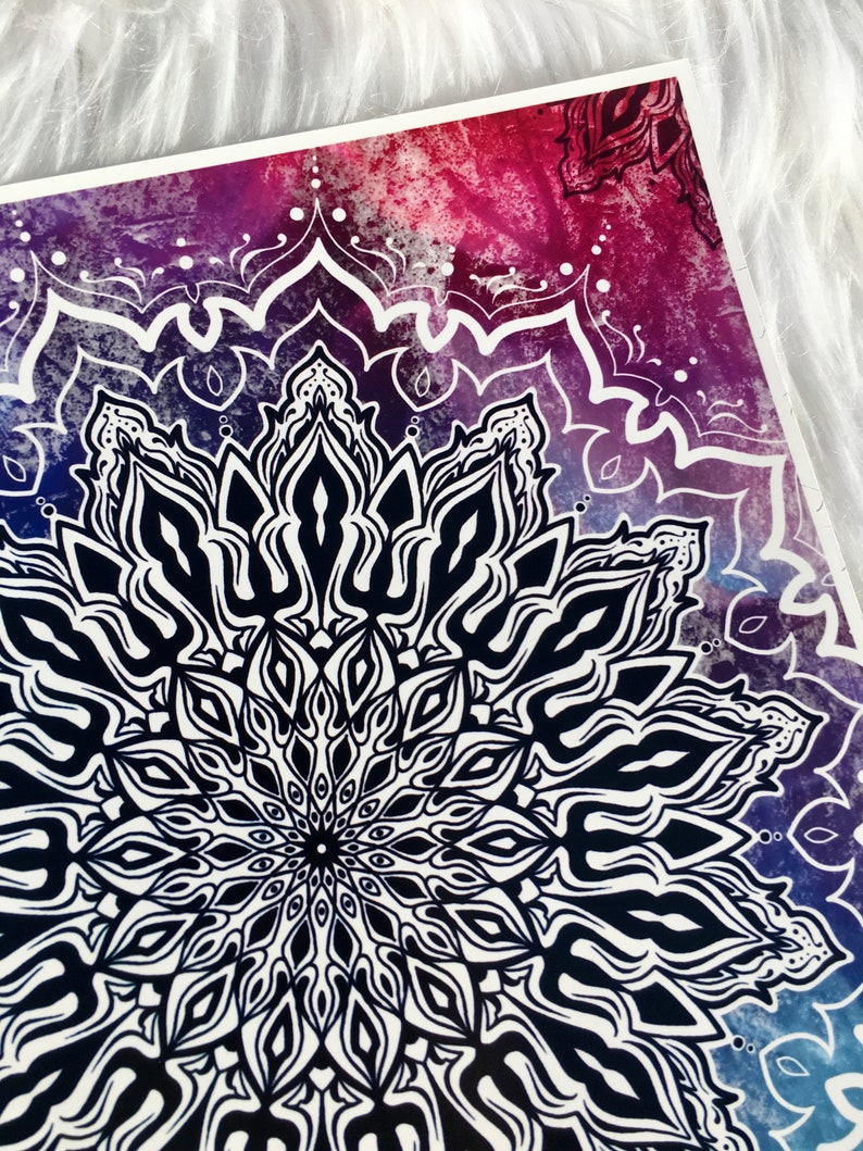 Cosmic Mandala Tattoo Art Print | Colorful Space Modern Wall Decor ...