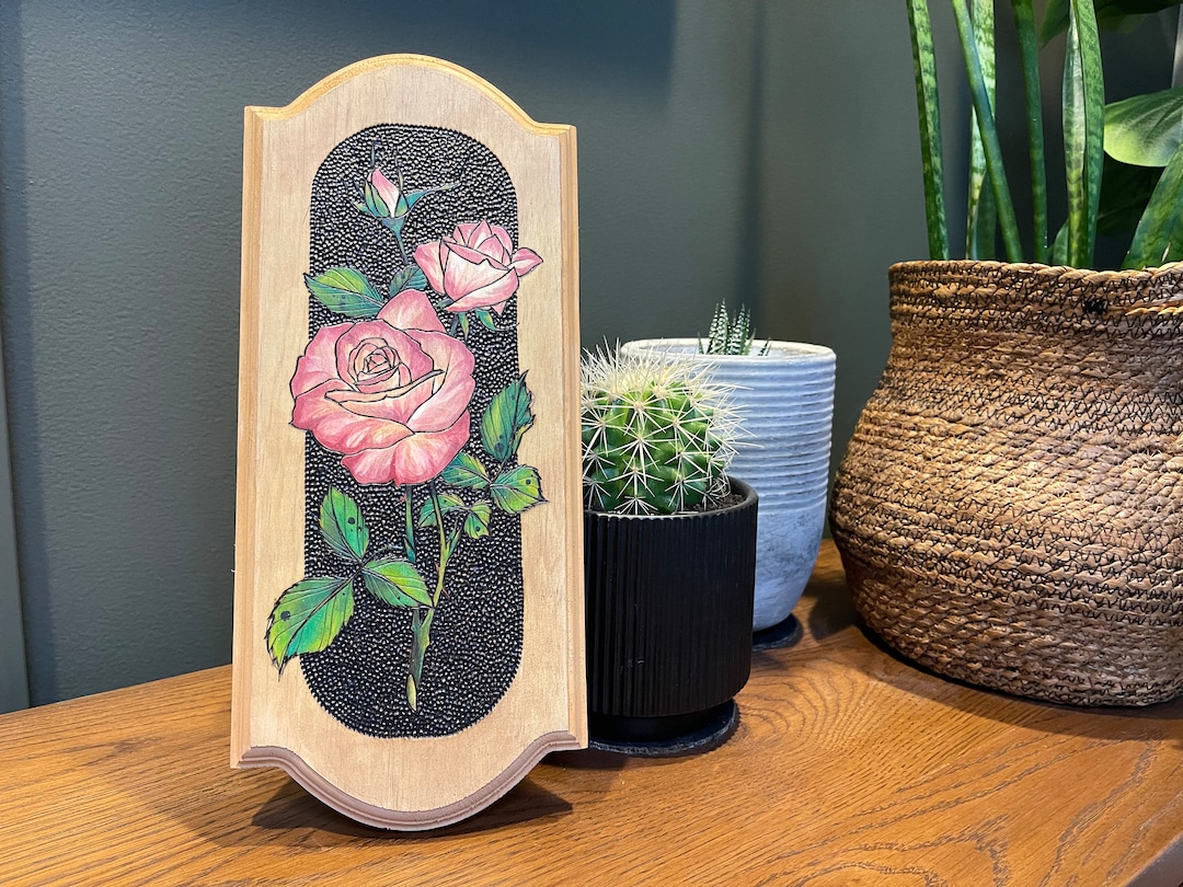 Tea Rose Wood Burning Pyrography Acrylic Painting - Etsy